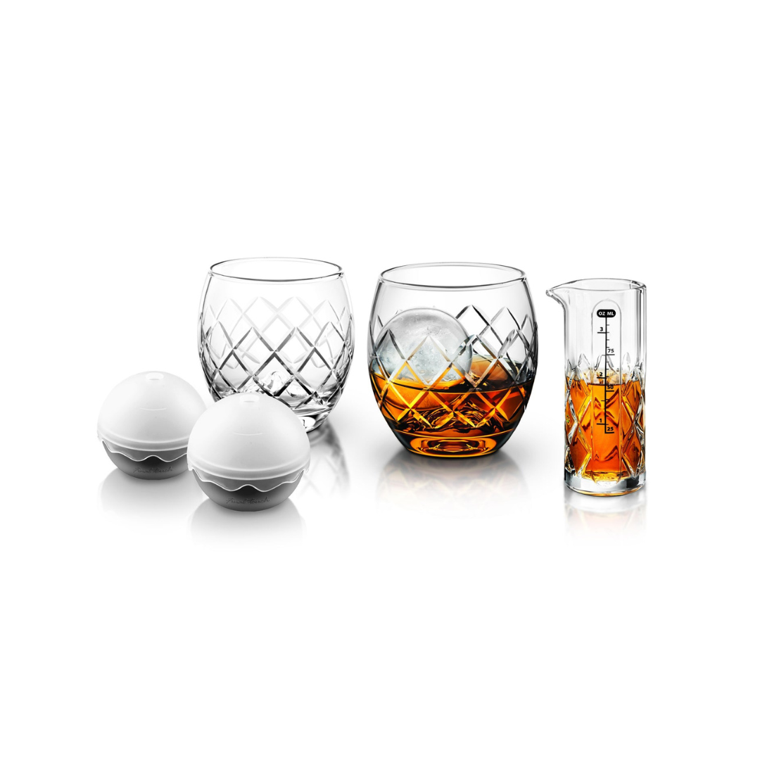 Hand-Cut On The Rock Glass 5 Piece Set – ARIA HOME