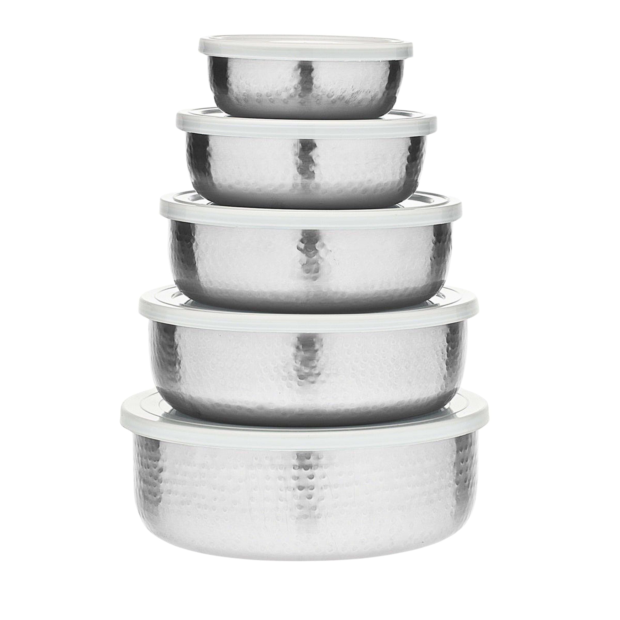 Hammered Stainless 5 Piece Storage Bowl Set – ARIA HOME